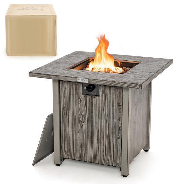 Costway 32'' Patio Square Fire Pit Table 50,000 Btu Propane Gas Table With Lid & Lava Rocks ...